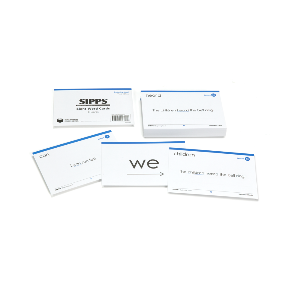 SIPPS Beginning Level, 3rd Ed., Handheld Sight Word Cards | Center for ...